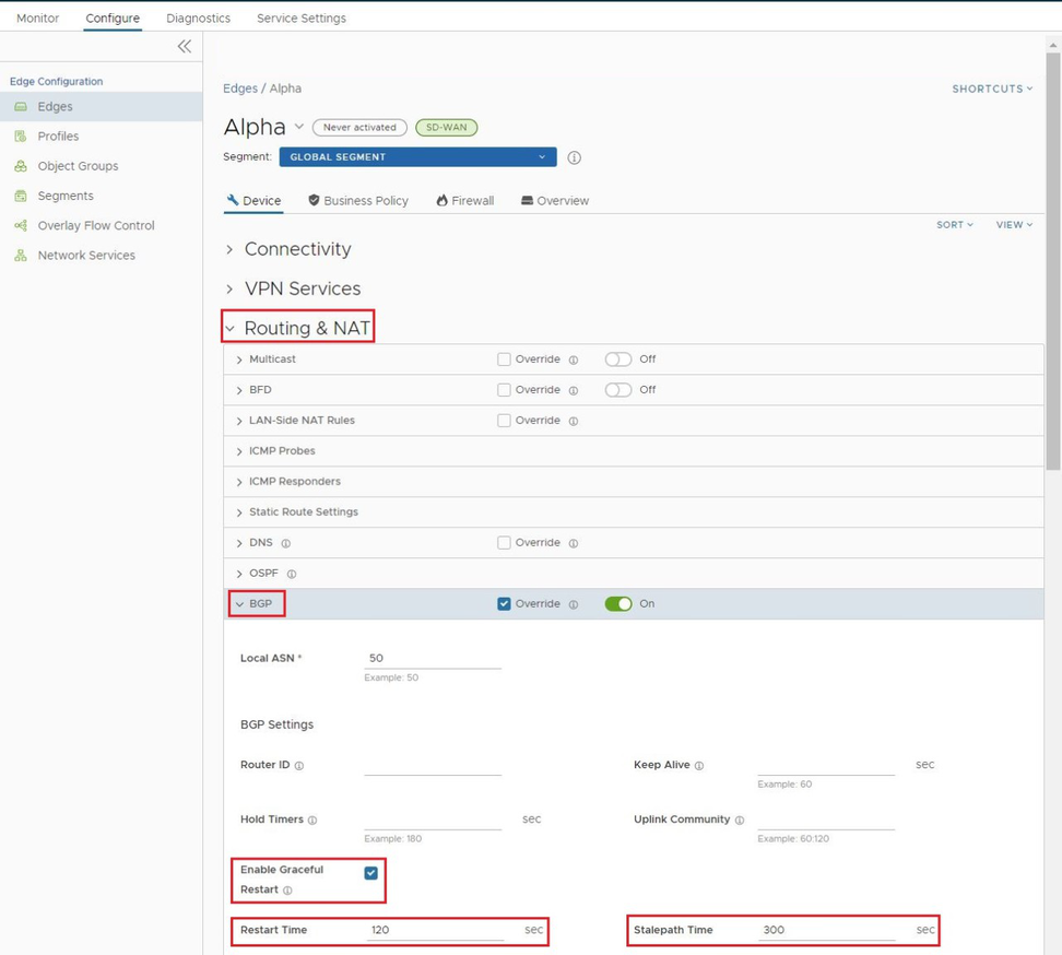 VeloCloud SD-WAN 6.1 - Administration Guide - Configure High Availability on Edge - Arista