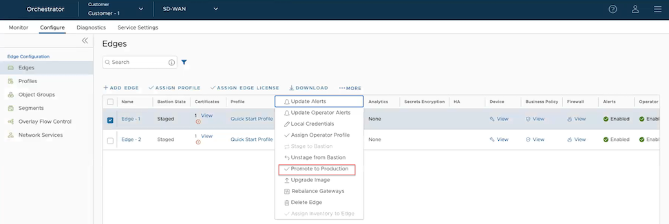 VeloCloud SD-WAN 5.2 - Configuration Guide - Promote an Activated Edge ...