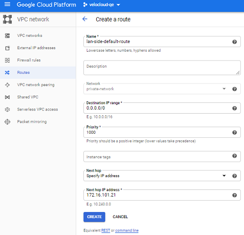 VeloCloud SD-WAN GCP - Deployment Guide - Prepare GCP Environment - Arista