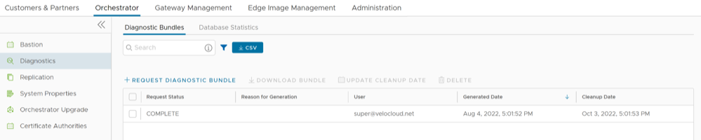 VeloCloud SD-WAN 5.2 - Operator Guide - Orchestrator Diagnostics - Arista