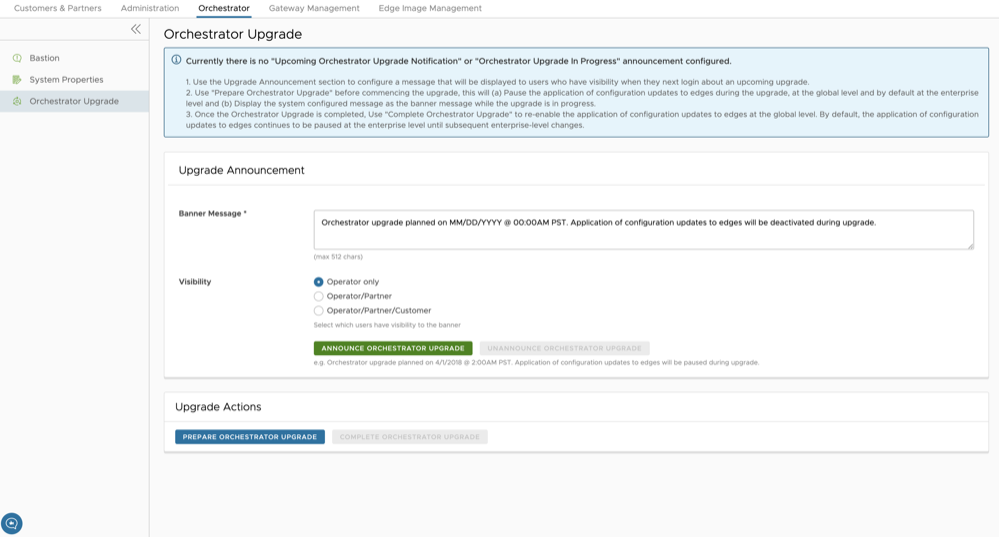 VeloCloud SD-WAN 5.2 - Operator Guide - Orchestrator Upgrade - Arista