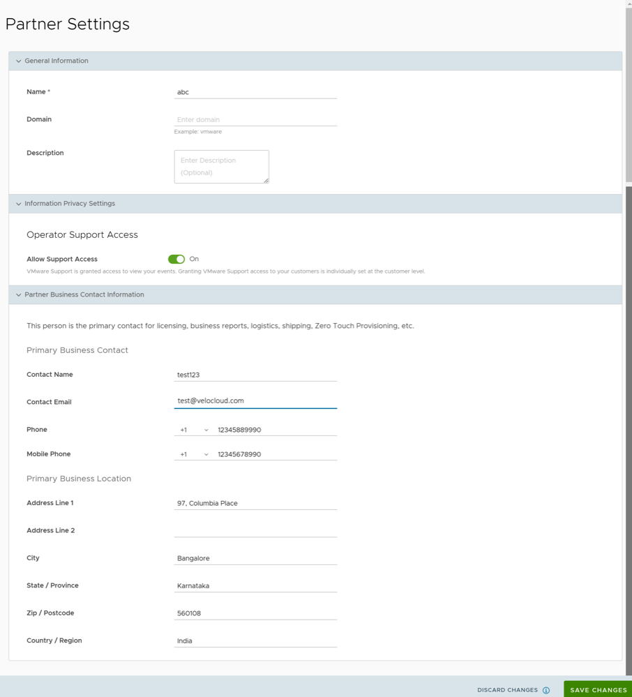 VeloCloud SD-WAN 5.2 - Operator Guide - Partner Settings - Arista