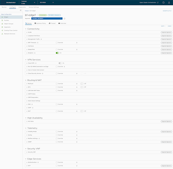 VeloCloud SD-WAN 6.4 - Administration Guide - Manage Edges - Arista