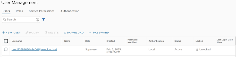 VeloCloud SASE 6.4 - Global Settings Guide - User Management - Arista