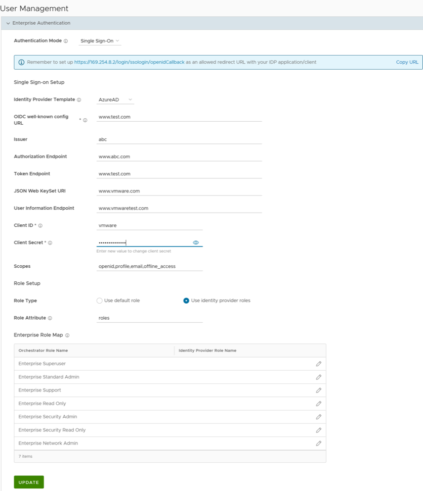 VeloCloud SASE 6.4 - Global Settings Guide - User Management - Arista