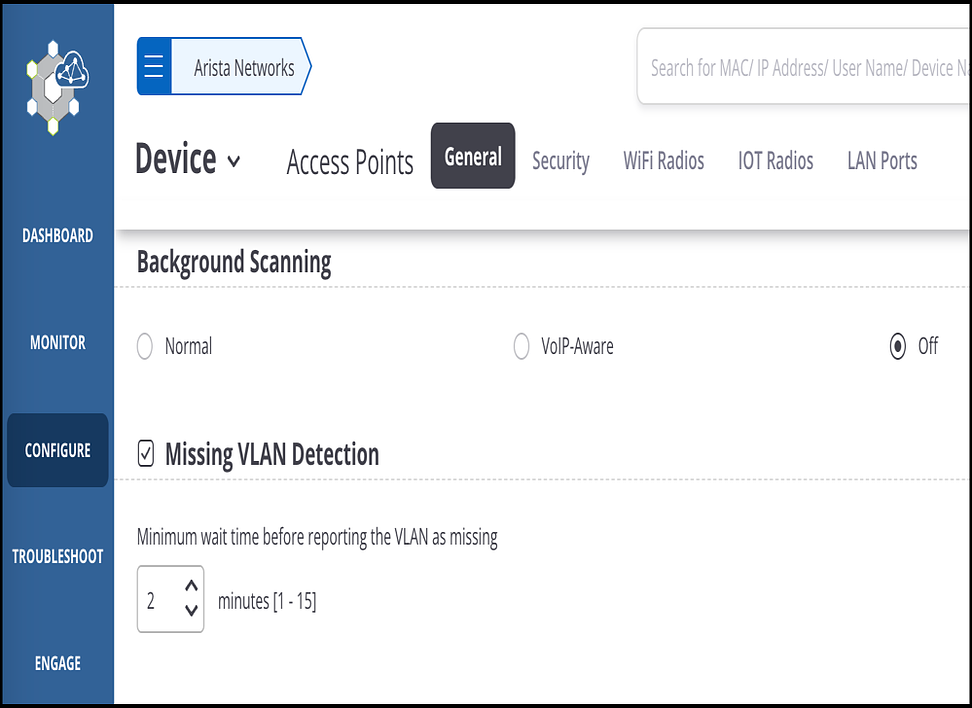 CloudVision CUE - Device Settings - Arista
