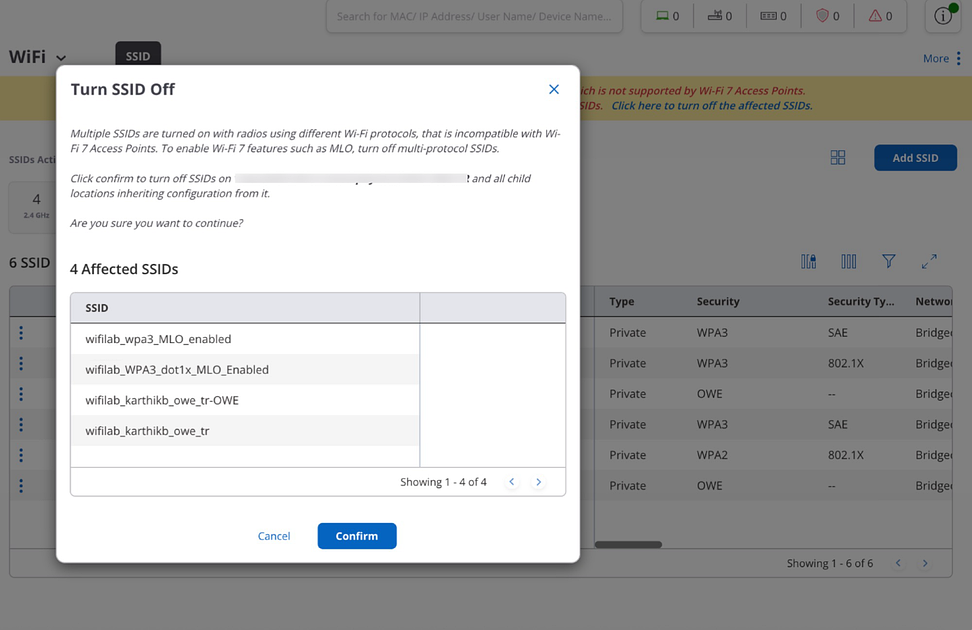 CloudVision CUE - SSID Settings - Arista