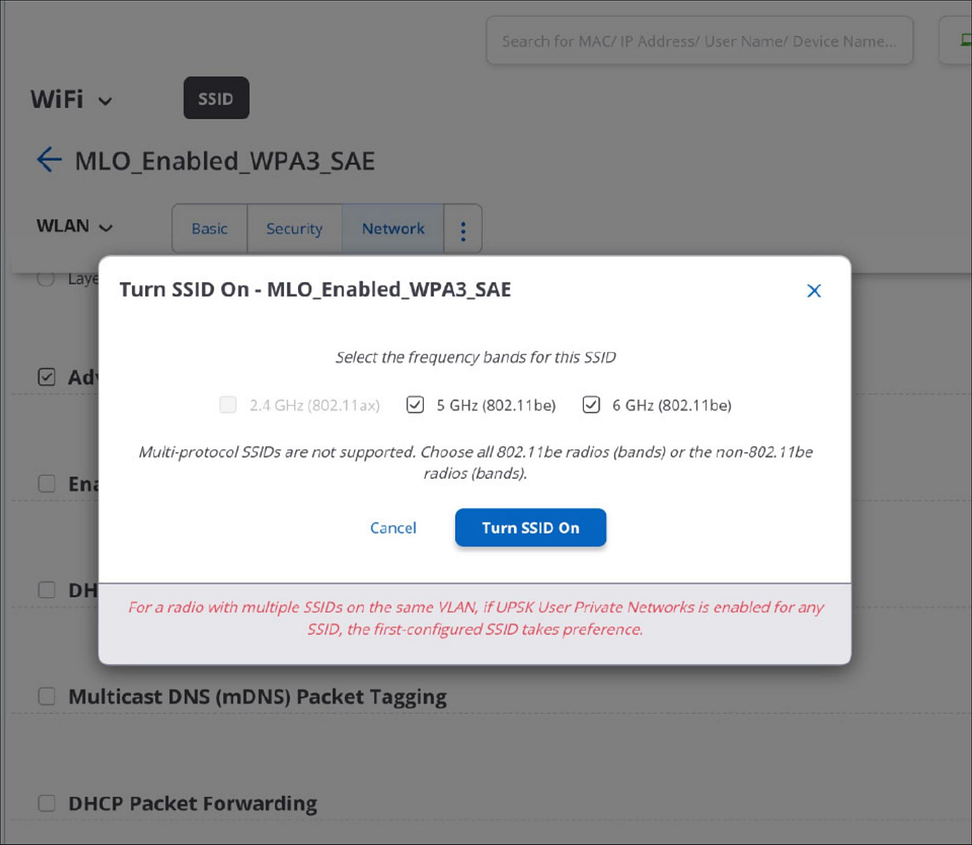 CloudVision CUE - SSID Settings - Arista